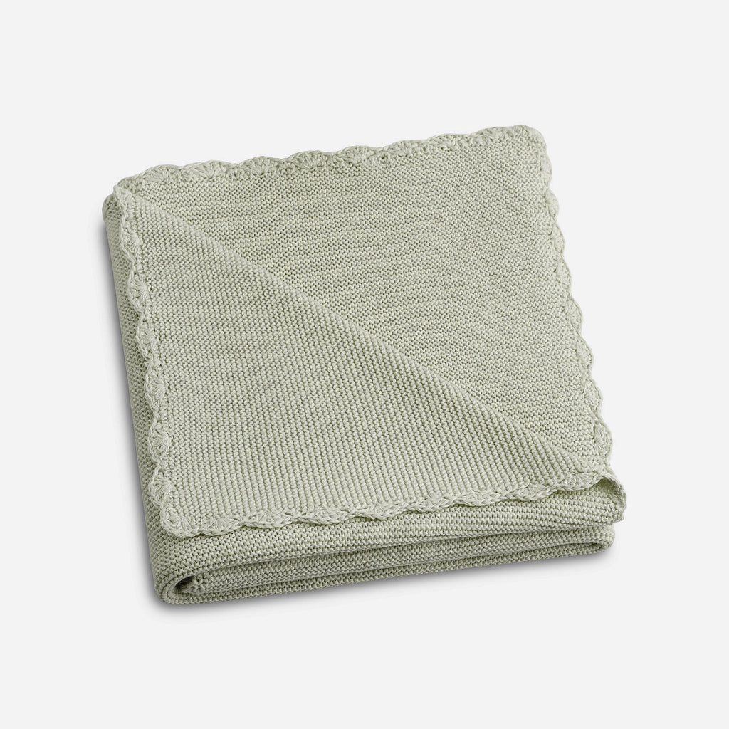Cotton Knit Baby Blanket - Sage – Gooselings
